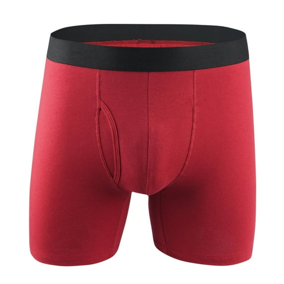 Cotton Boxer Briefs for Men Mid Waisted Underwear Mens Casual Solid ...