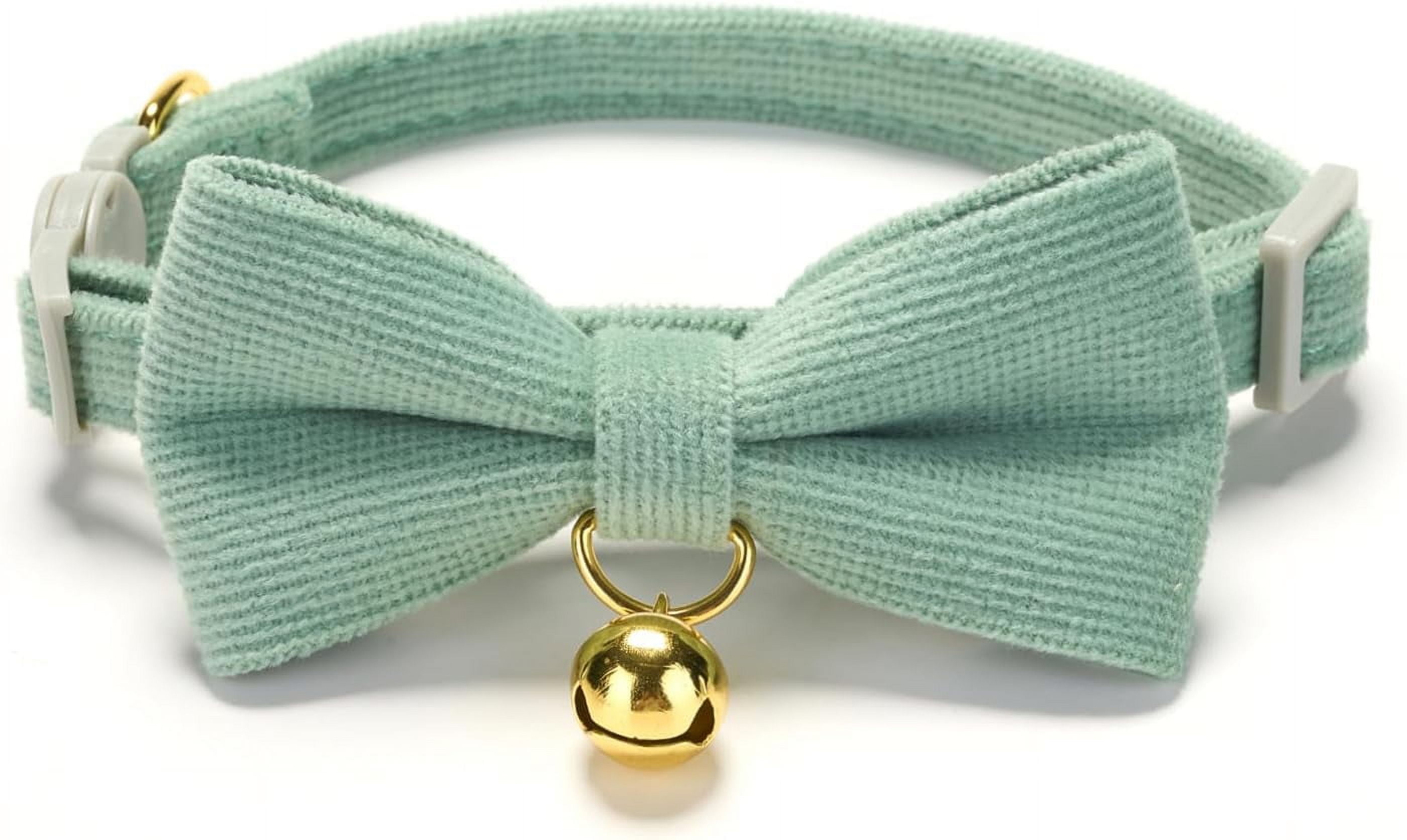 Cotton Breakaway Cat Collar with Bowtie and Bell, Adjustable Cute Soft ...