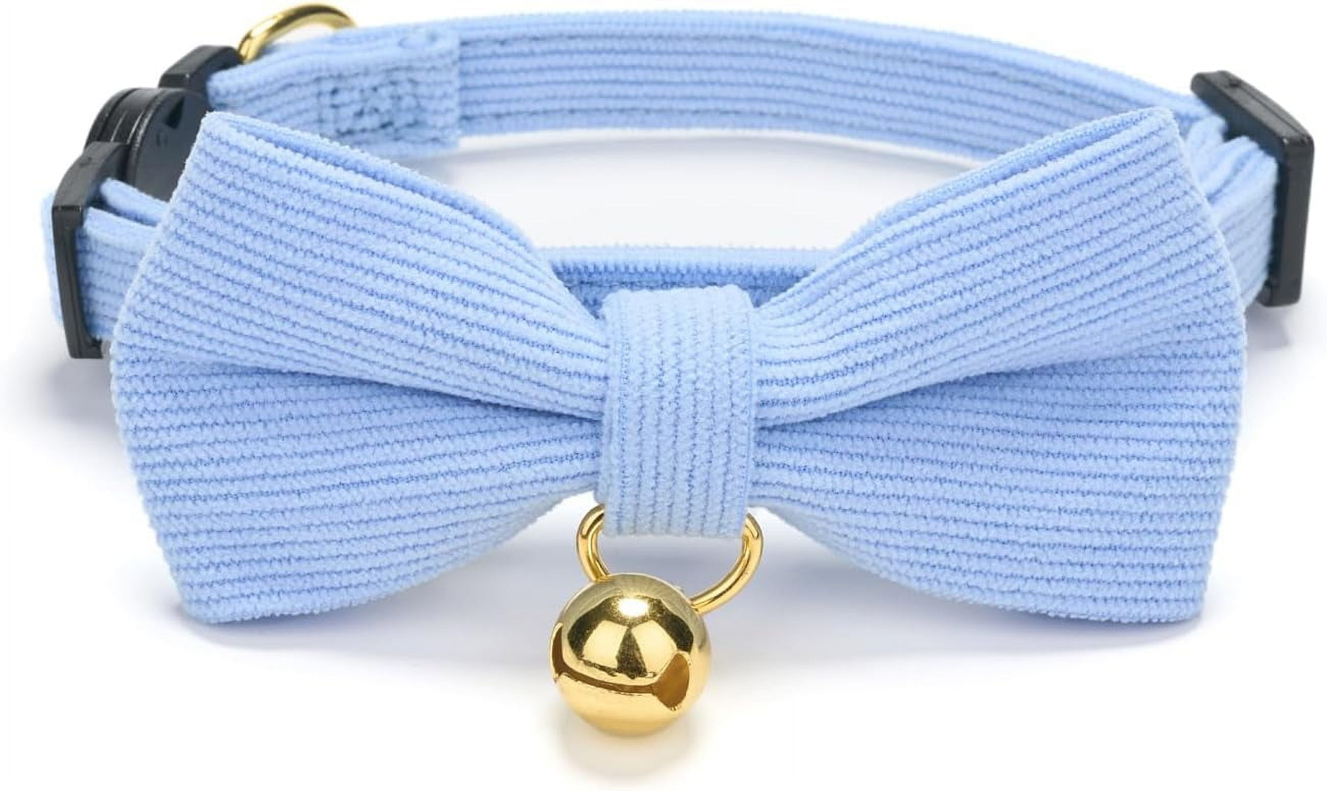 Cotton Breakaway Cat Collar with Bowtie and Bell, Adjustable Cute Soft ...