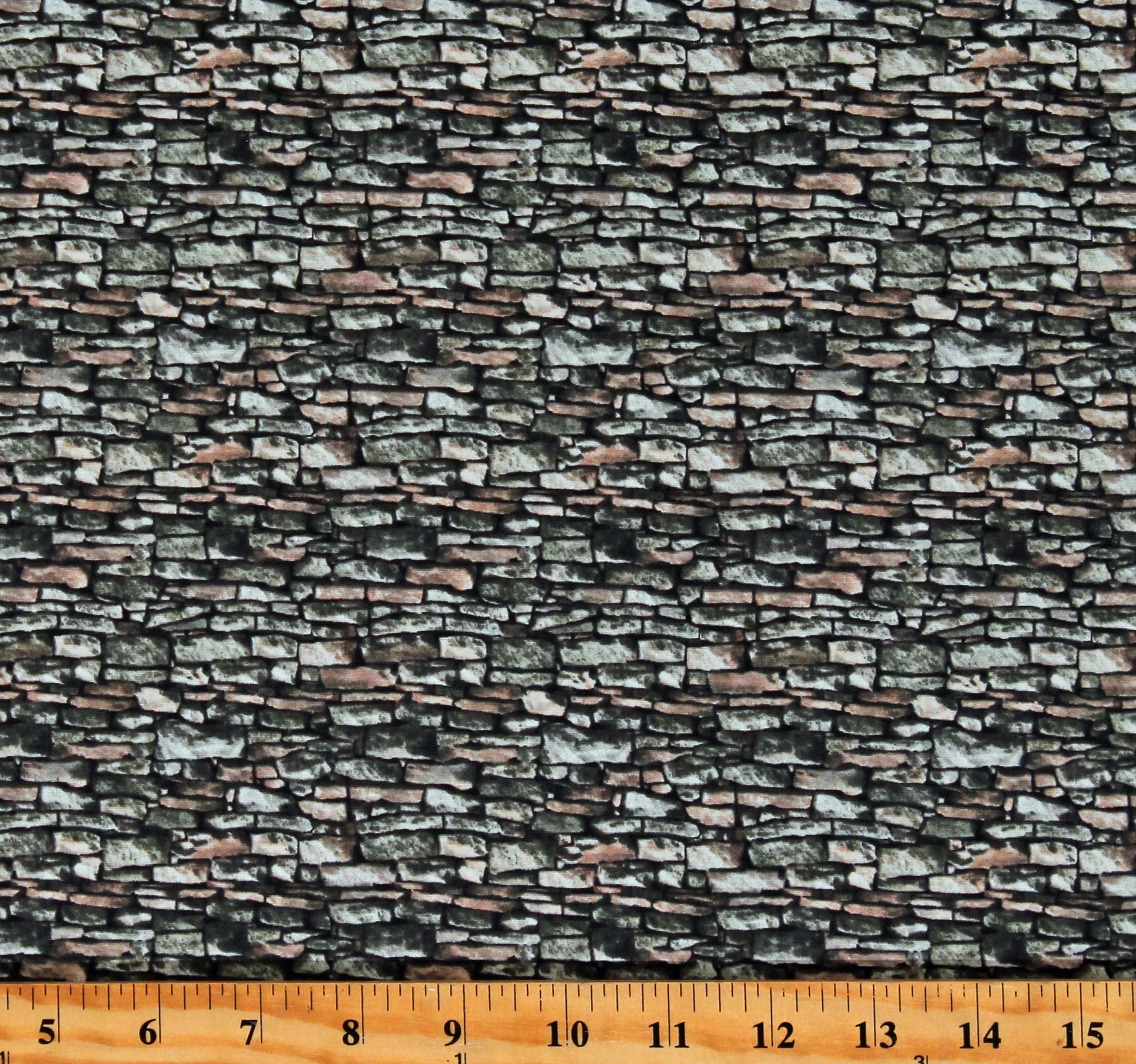 Cotton Bricks Stones Rocks Wall Little Rascals Gray Blender Landscape ...