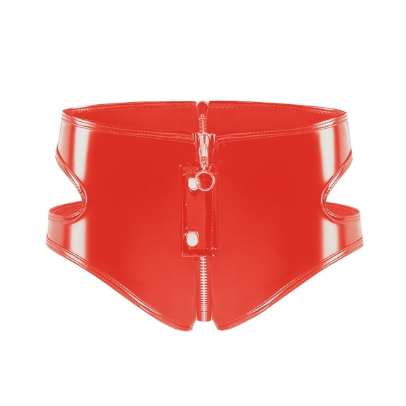 Cotton Briefs for Women Faux Leather High Waist Briefs Womens Zipper ...