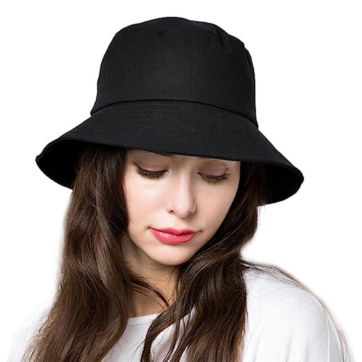 Cotton Bucket Hats for Women Sun Beach Hat Teens Girls Wide Brim Summer ...