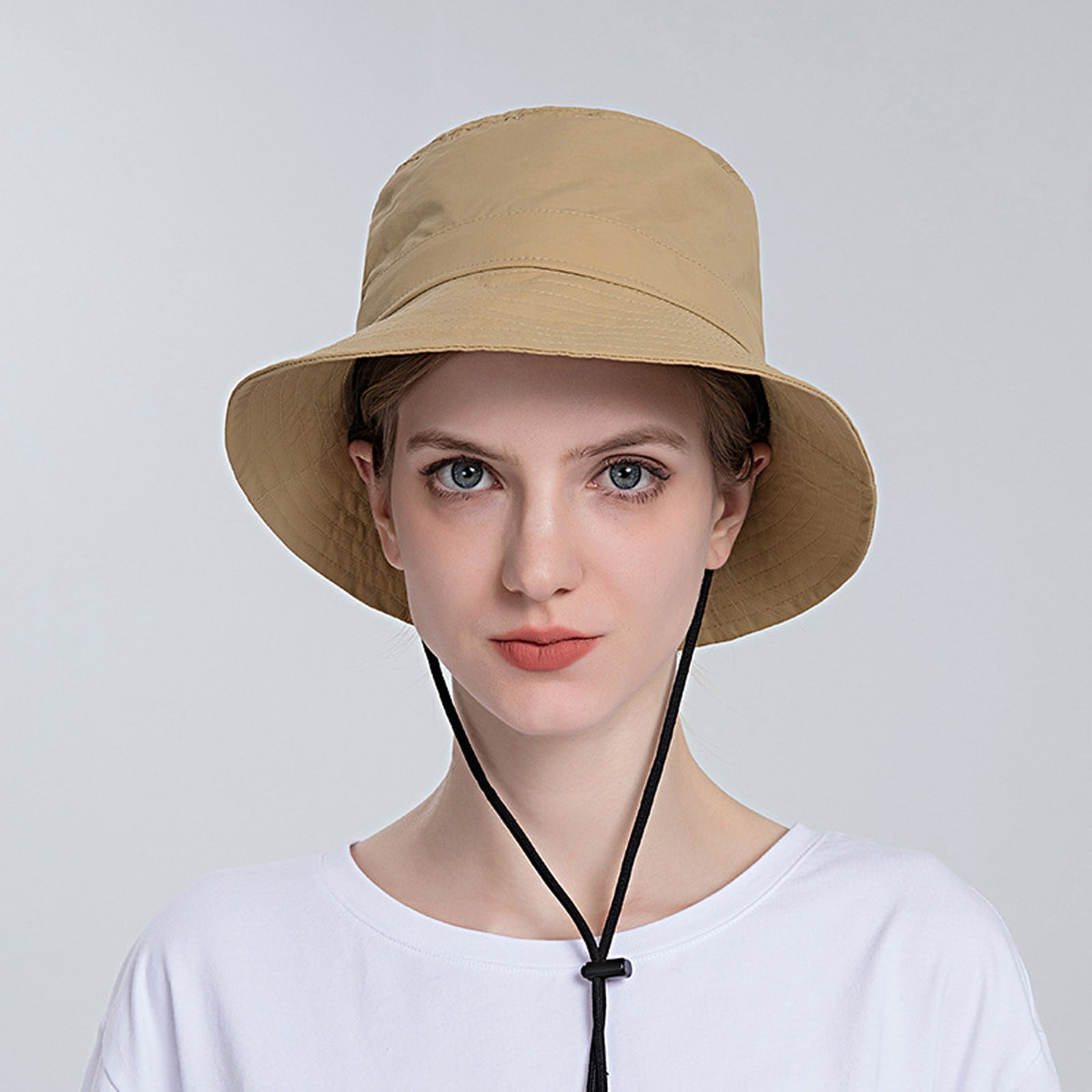 Cotton Bucket Hats for Women Women Sun Hat Wide Brim Protection Beach Hat Adjustable Bucket Hat ...