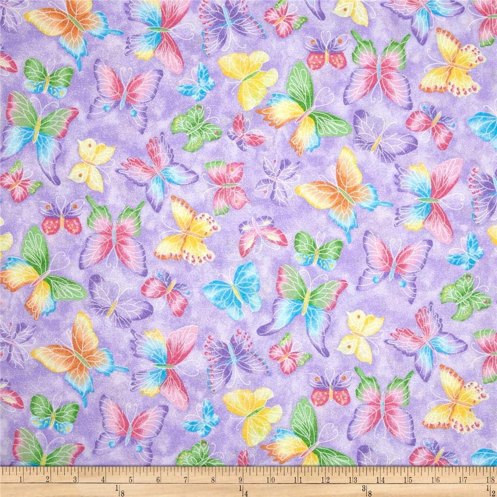 Cotton Butterflies Glitter Purple, Quilting Fabric by the Yard (3296VS ...