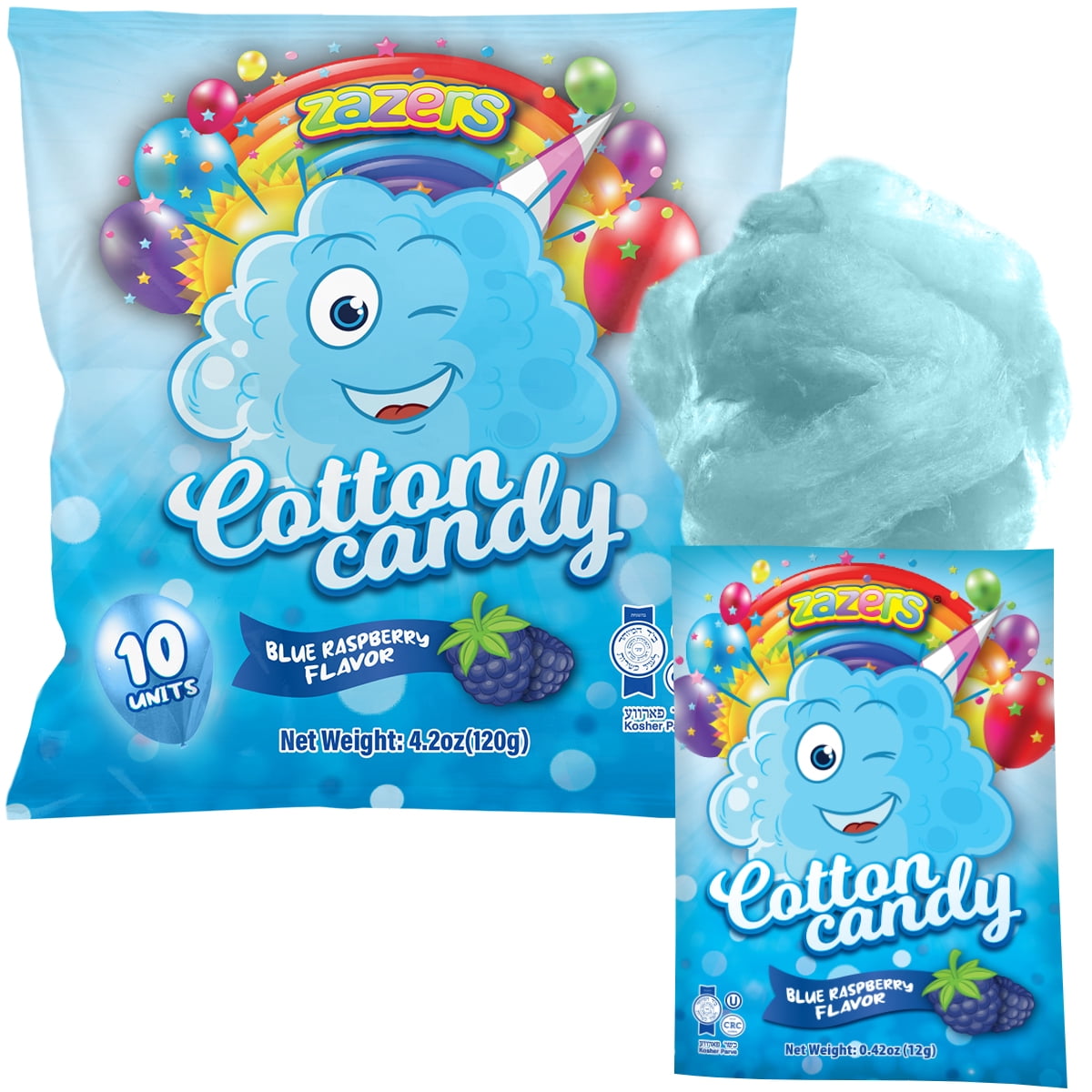 Cotton Candy 10 Pack, 10 cotton candy Bags each 0.42oz, Blue Raspberry ...