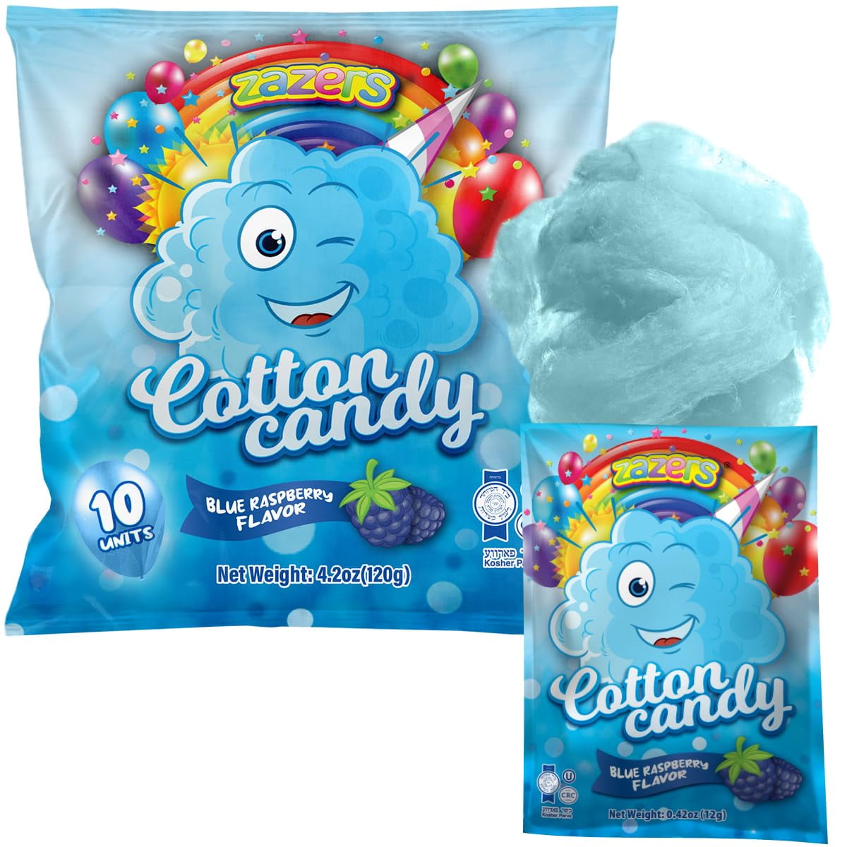 Cotton Candy 10 Pack, AKF18 10 cotton candy each 0.42oz, Blue Raspberry ...