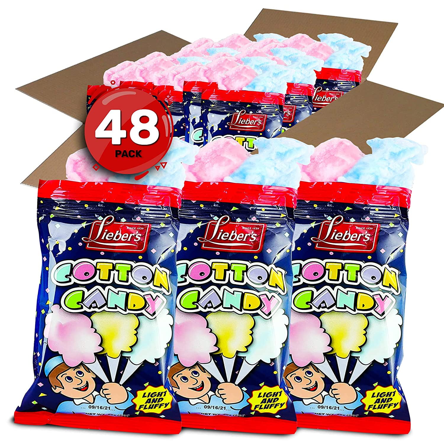 Cotton Candy | 48 Pack of Light & Fluffy Vintage Candy | Blue & Red ...