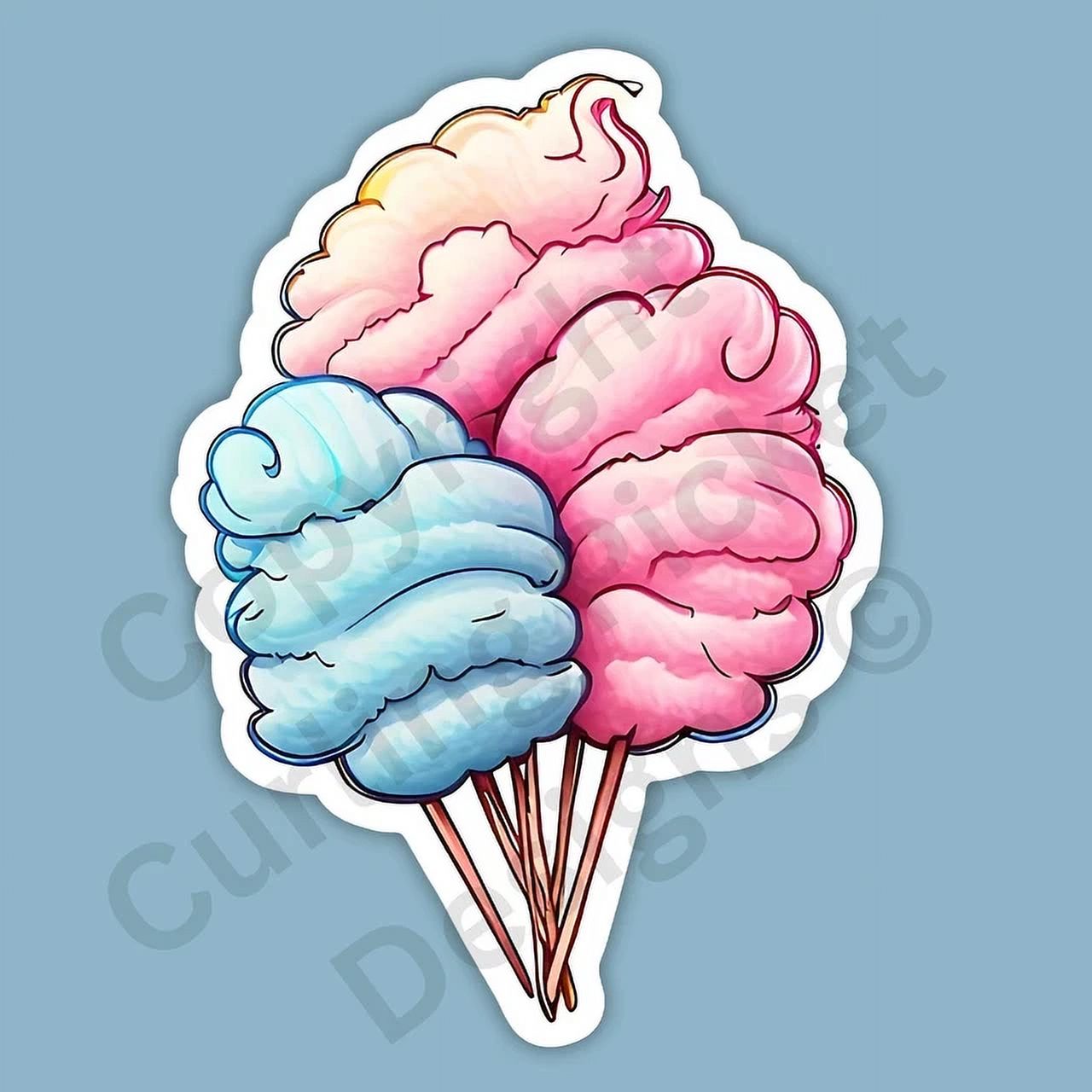 Cotton Candy Carnival Food Cute Sugar Feast Sticker Phone Decal Water ...