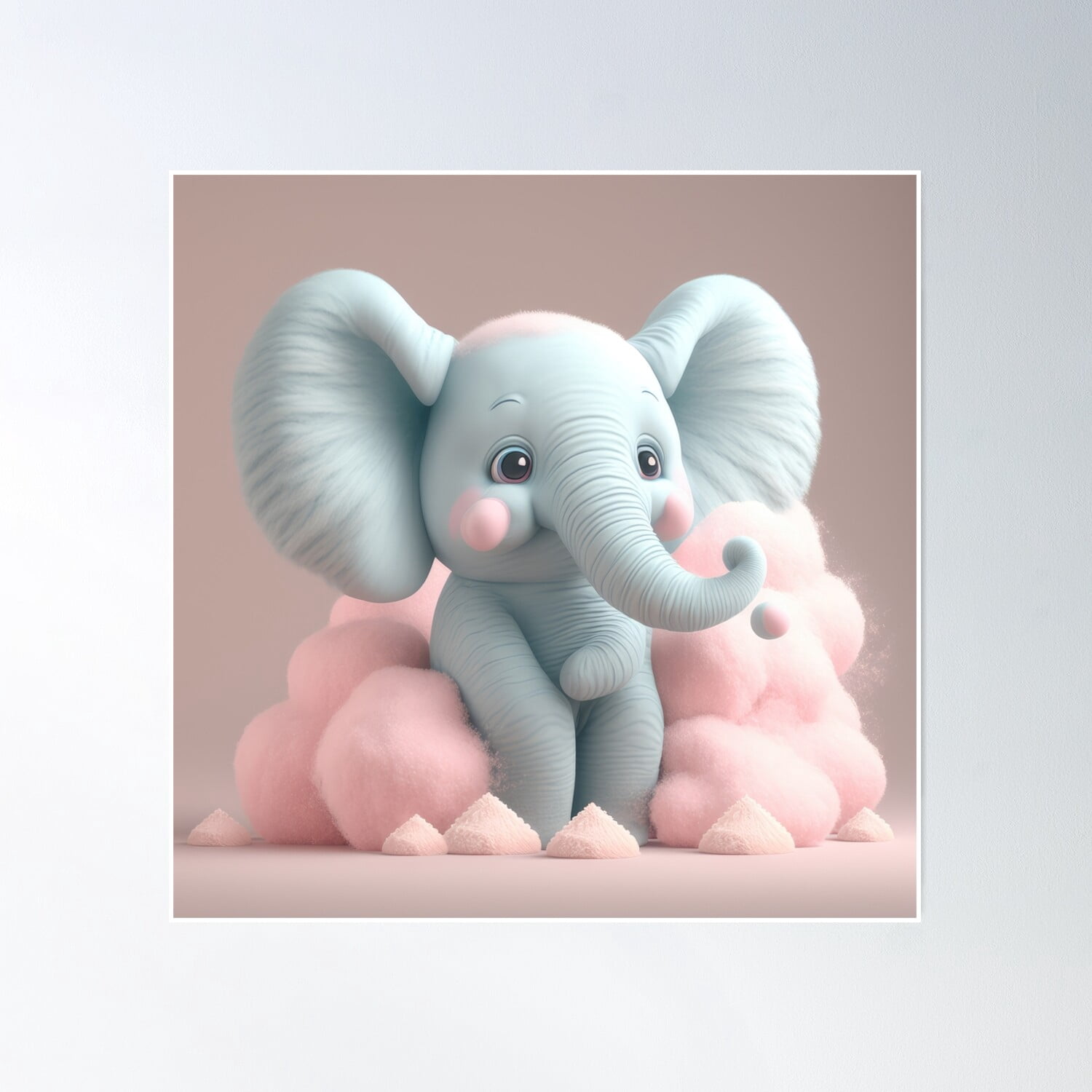 Cotton Candy Elephant Cute Elephant Nursery Poster Wall Art, Modern ...