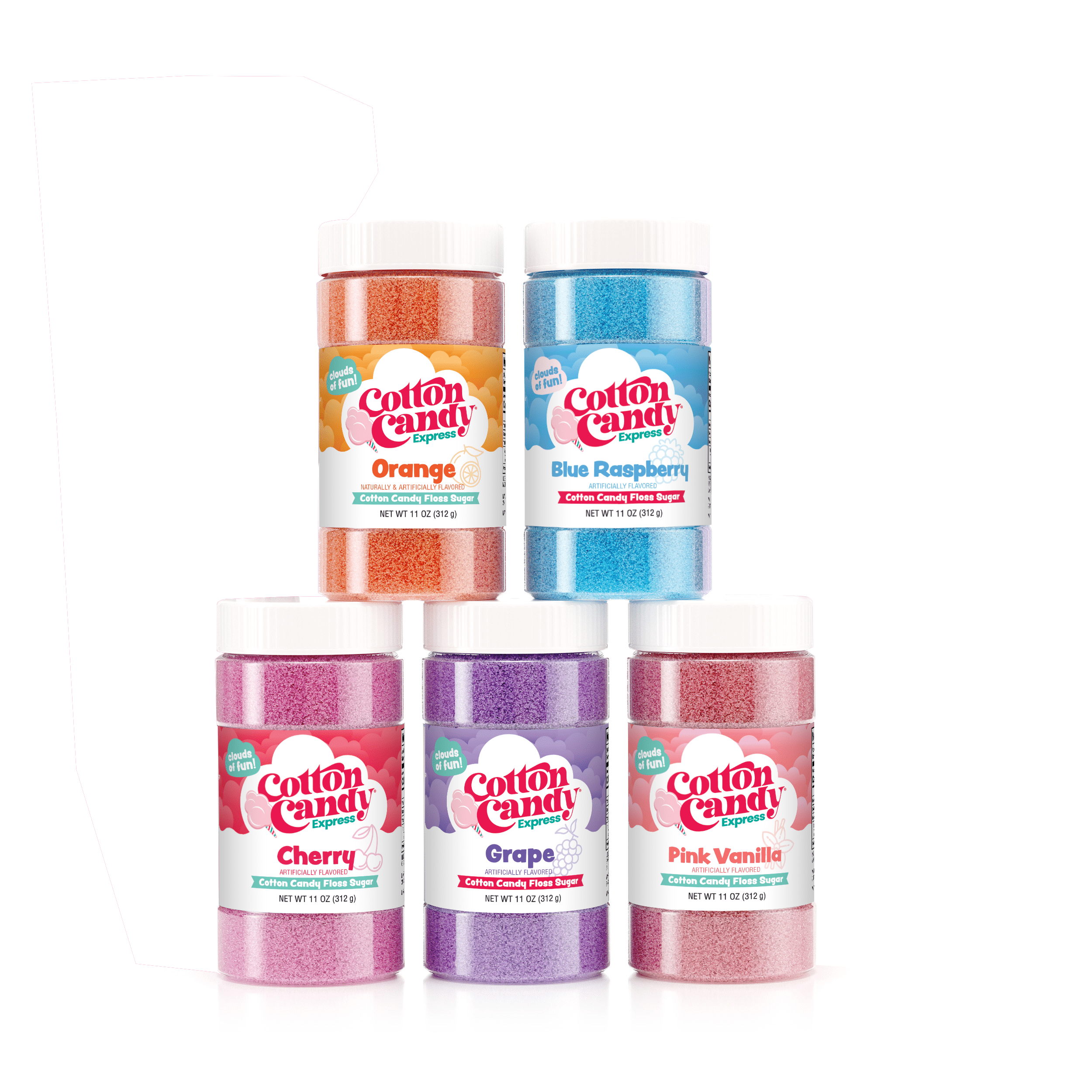 Cotton Candy Express, Cotton Candy Sugar, 5-Flavor Pack, 11 oz jars ...