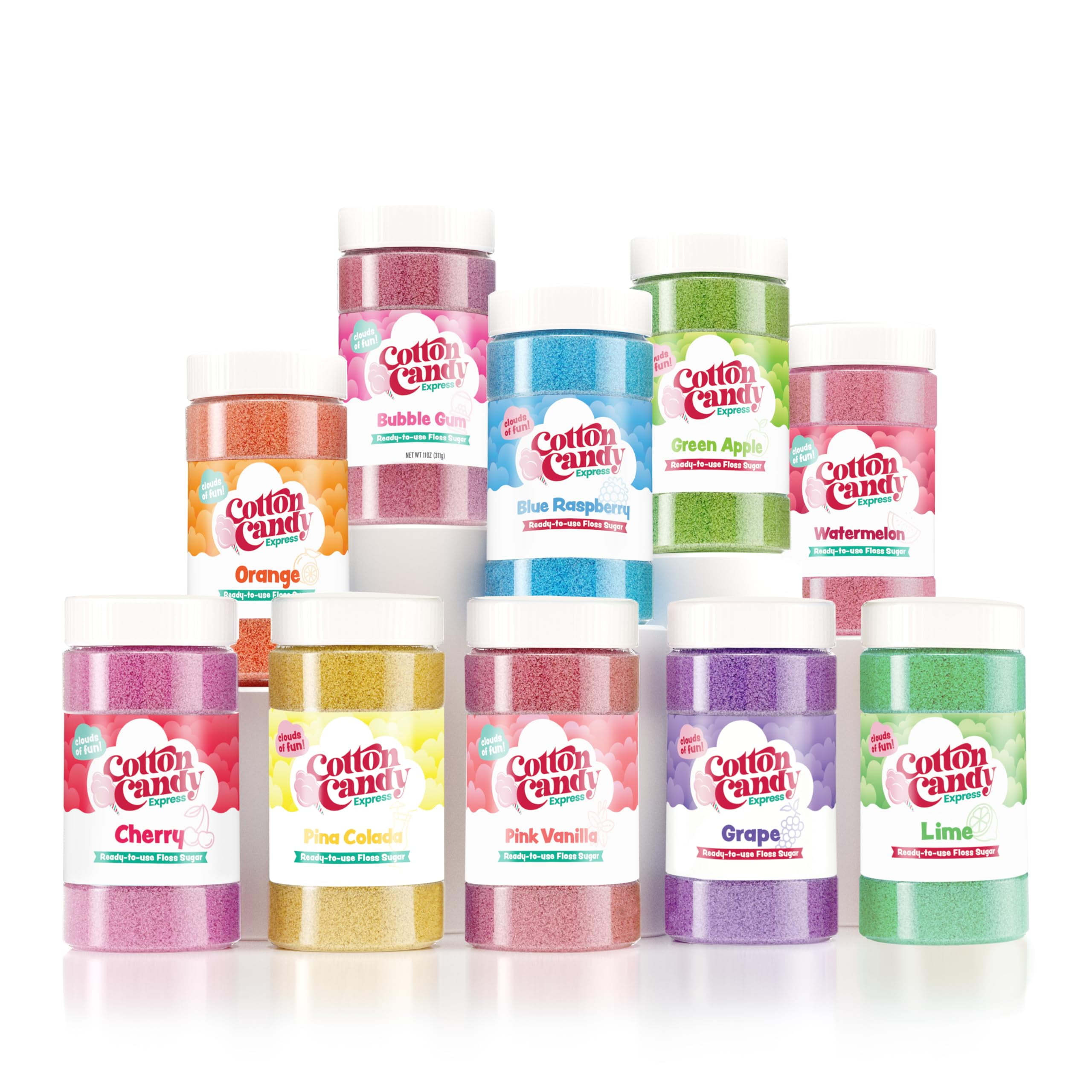 Cotton Candy Express Floss YYF14 Sugar Variety Pack, 10 - 11oz Plastic ...