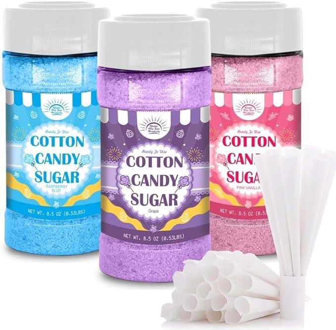 Cotton Candy Floss Sugar Package of 3ct-(Pink Vanilla, Blue Raspberry ...