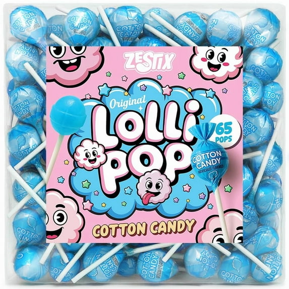 Cotton Candy Mini Lollipops - MDA05 65 Count Bulk Candy Pack ...