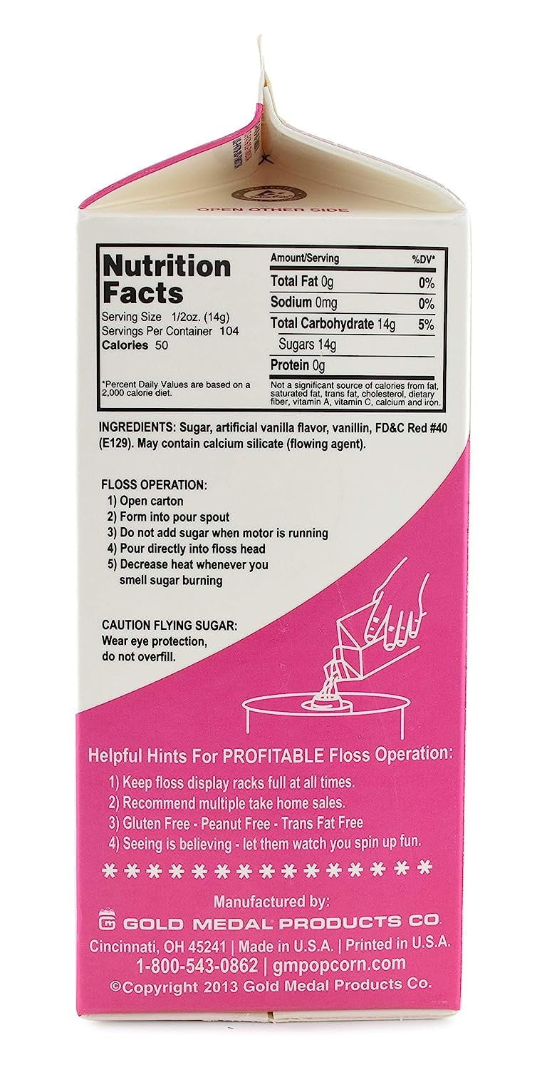 Cotton Candy Pink Vanilla Flossugar, Case of 6-1/2 Gallon Cartons ...
