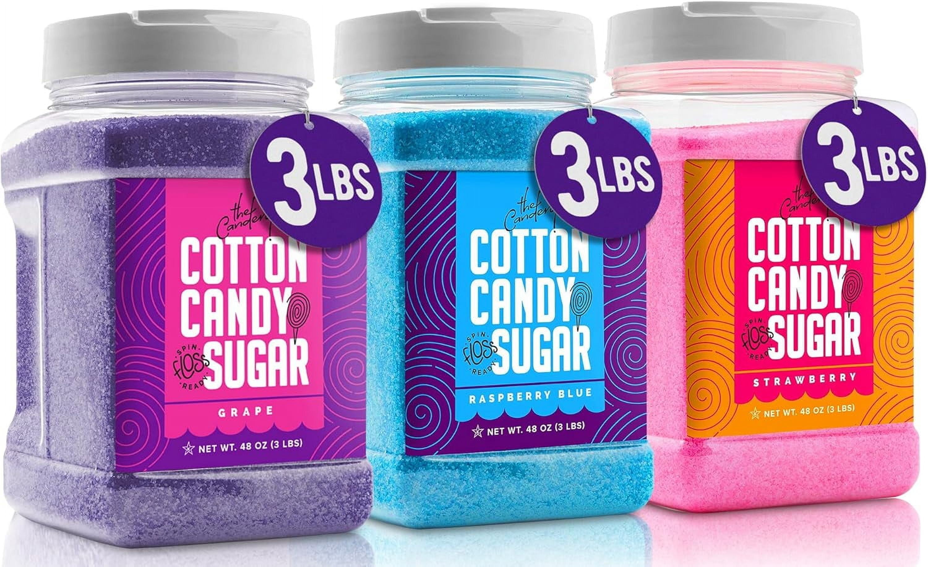 Cotton Candy Sugar FLoss 3lbs 3 Pack Premium Flavors (Grape, Raspberry ...
