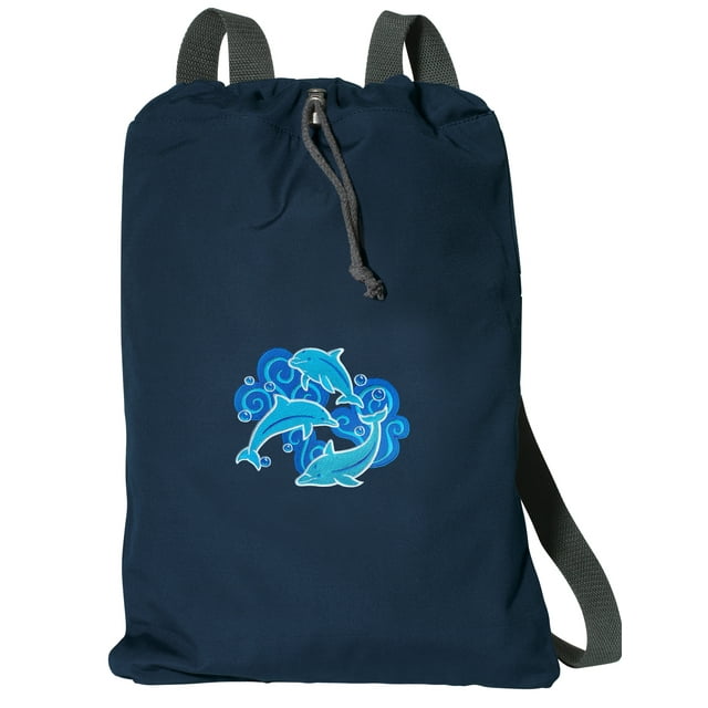 Cotton Canvas Dolphin Backpack Natural Fiber Dolphin Cinch Bag Lined ...