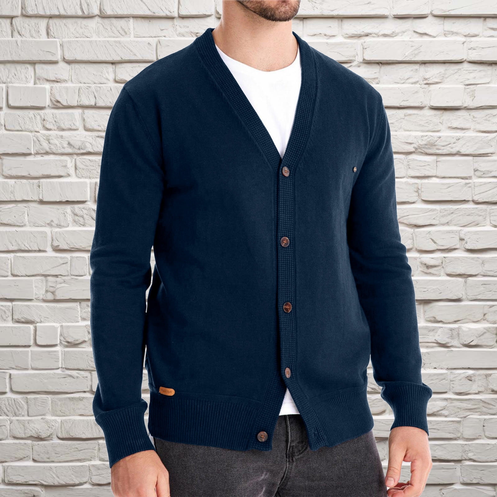 Cotton Cardigans for Men Lightweight Sweater Long Sleeve Button Down V ...