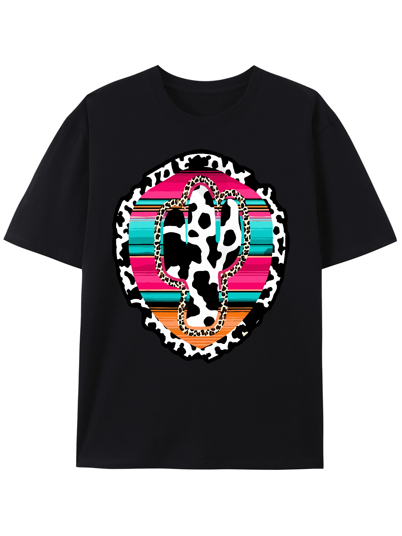Cotton Casual Short Sleeve Men's Crew Neck T-shirt - Western Cowboy ...