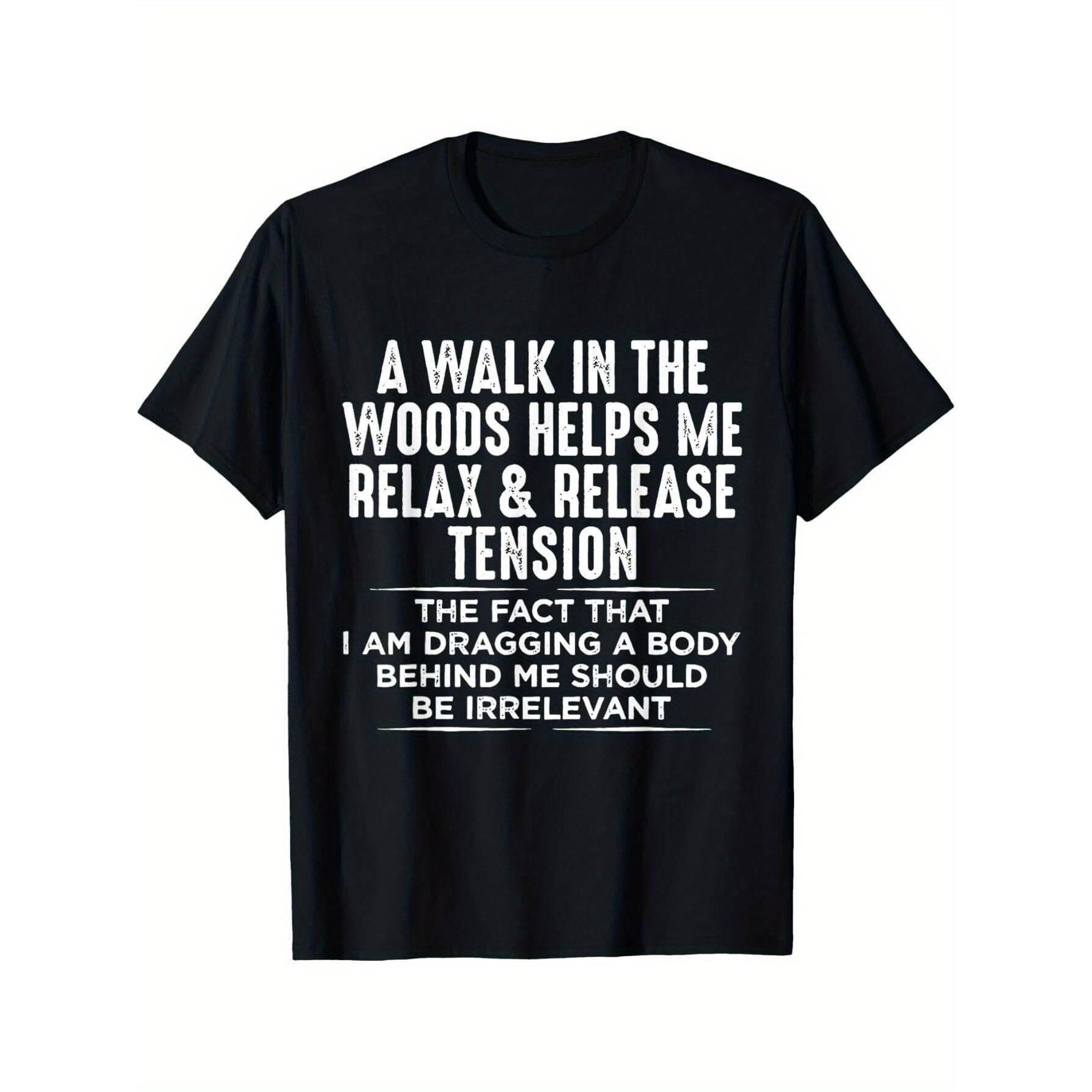 Cotton Casual Walk In Woods Graphic Tee T Shirt Top Nature Relaxation ...