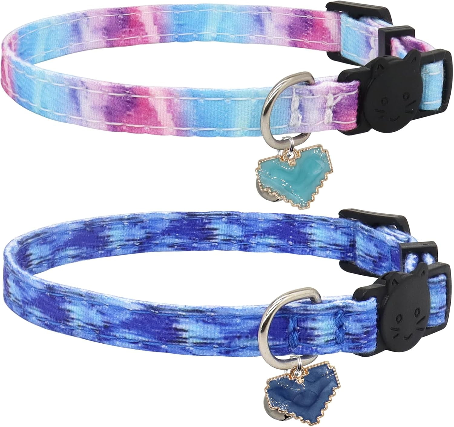 Cotton Cat Collar, 2 Pack Breakaway Cats Collars with Bells, for Girl ...