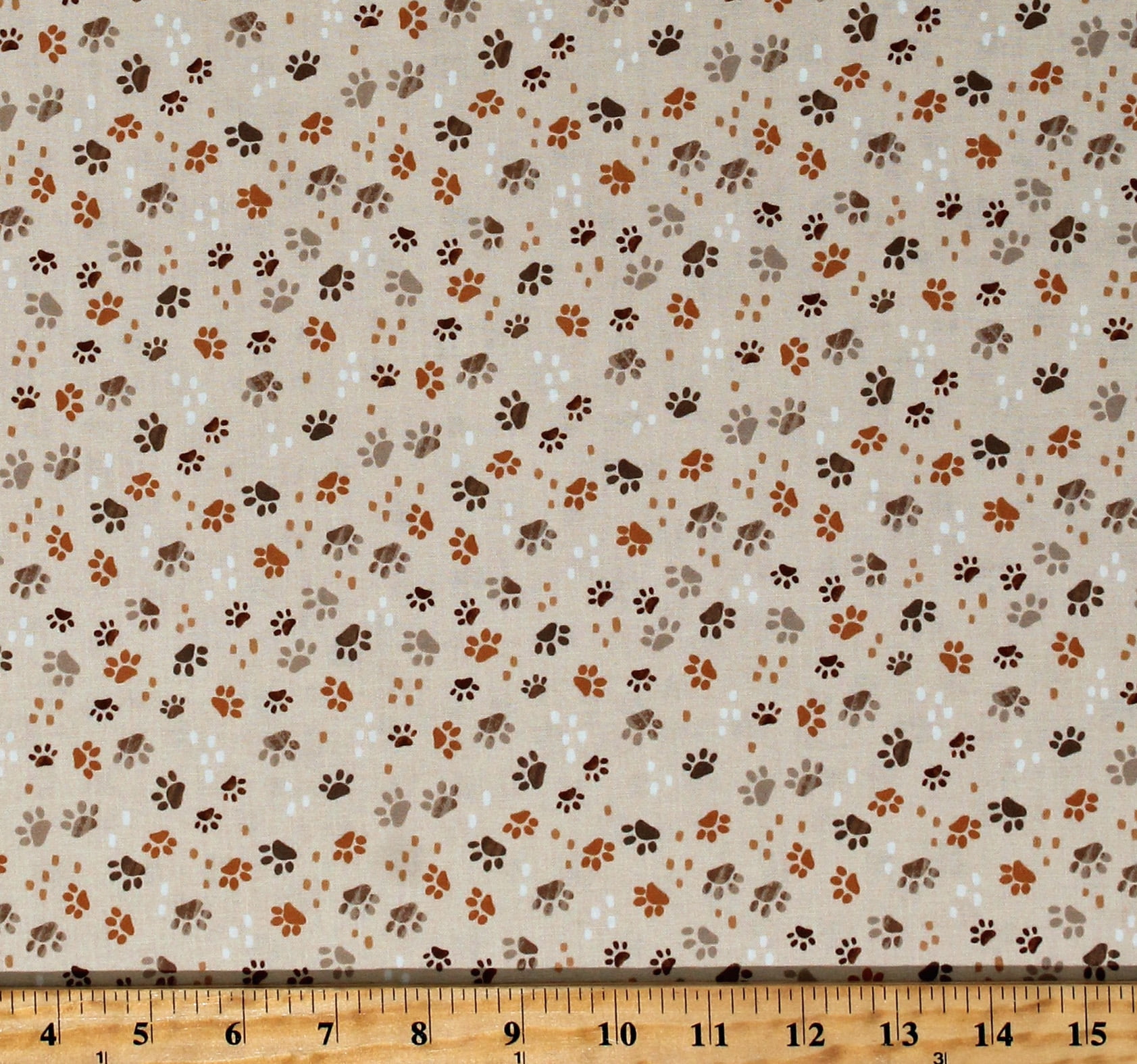 Cotton Cat Paw Prints Beige Cats Kittens Kitty Pets Animals Cotton ...