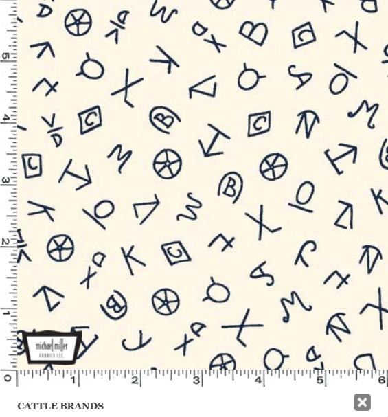 Cotton Cattle Brands Classic Western Motifs Rustic Symbols Markings ...