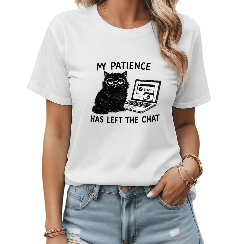 Cotton Chat Exit Mode White S-5XL Snarky Cat Patience Crash T-shirt ...