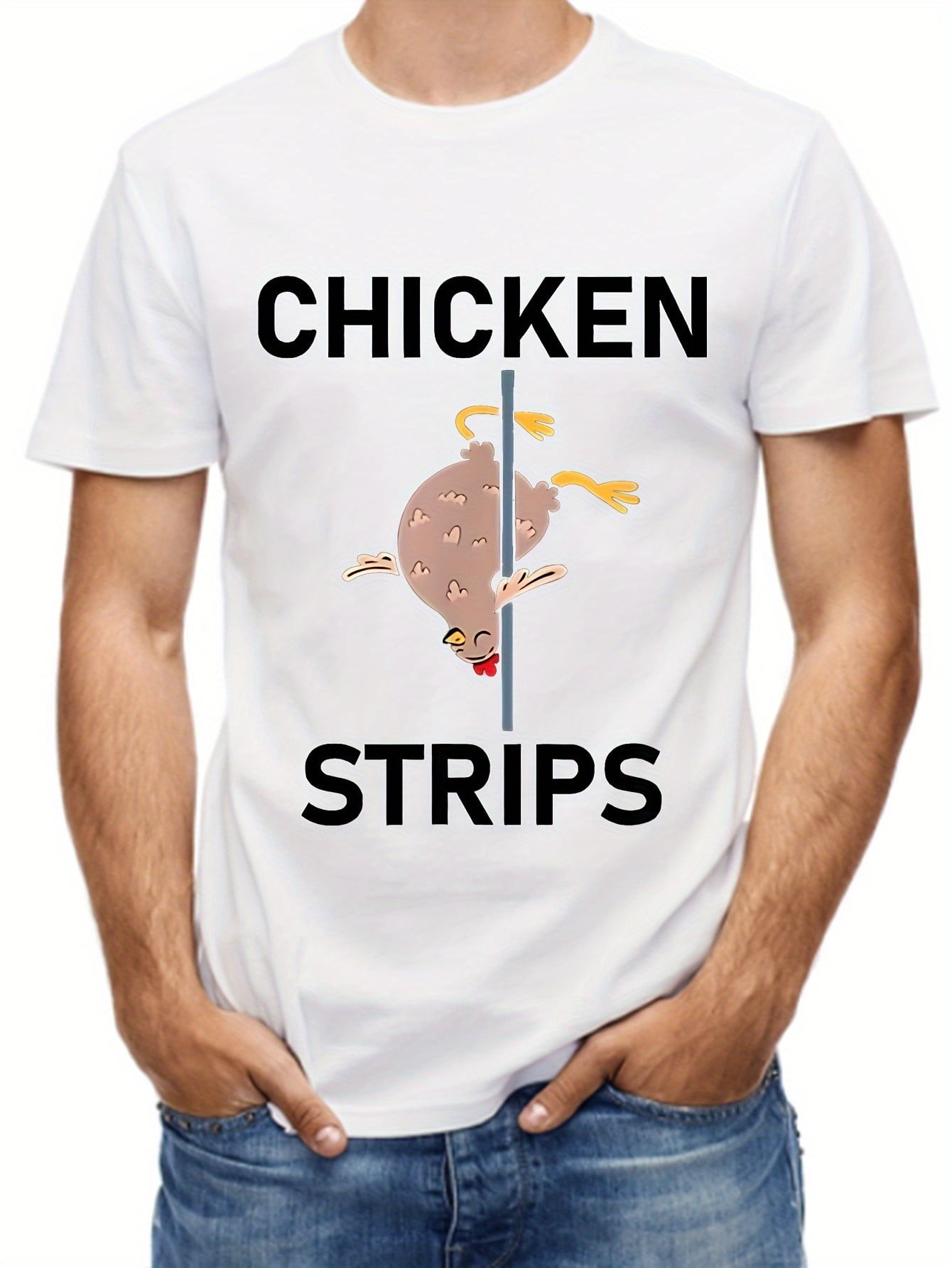 [Cotton Chicken Print Tee] Casual Cotton Chicken Print Men's T-shirt ...