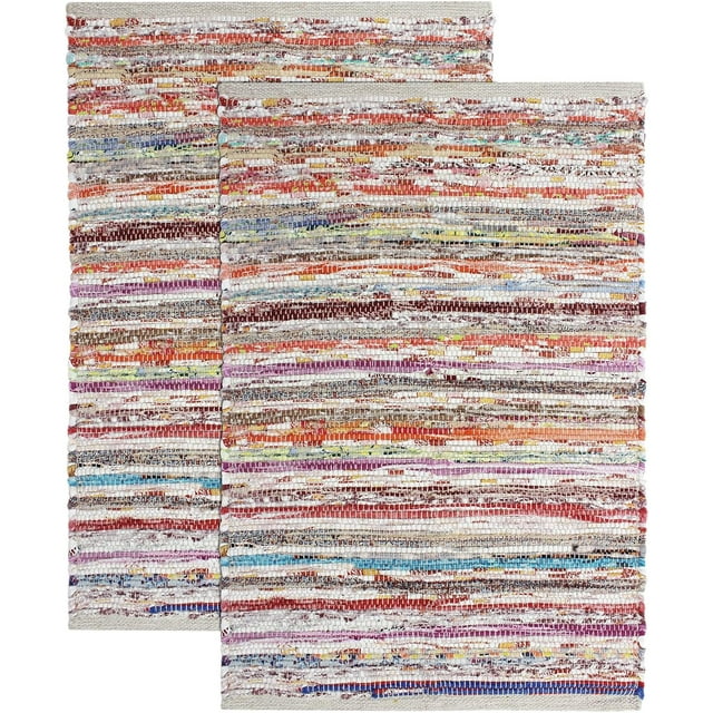 Cotton Chindi Rag Rug - 2 Pack - Boho Farmhouse Rustic Area Accent ...