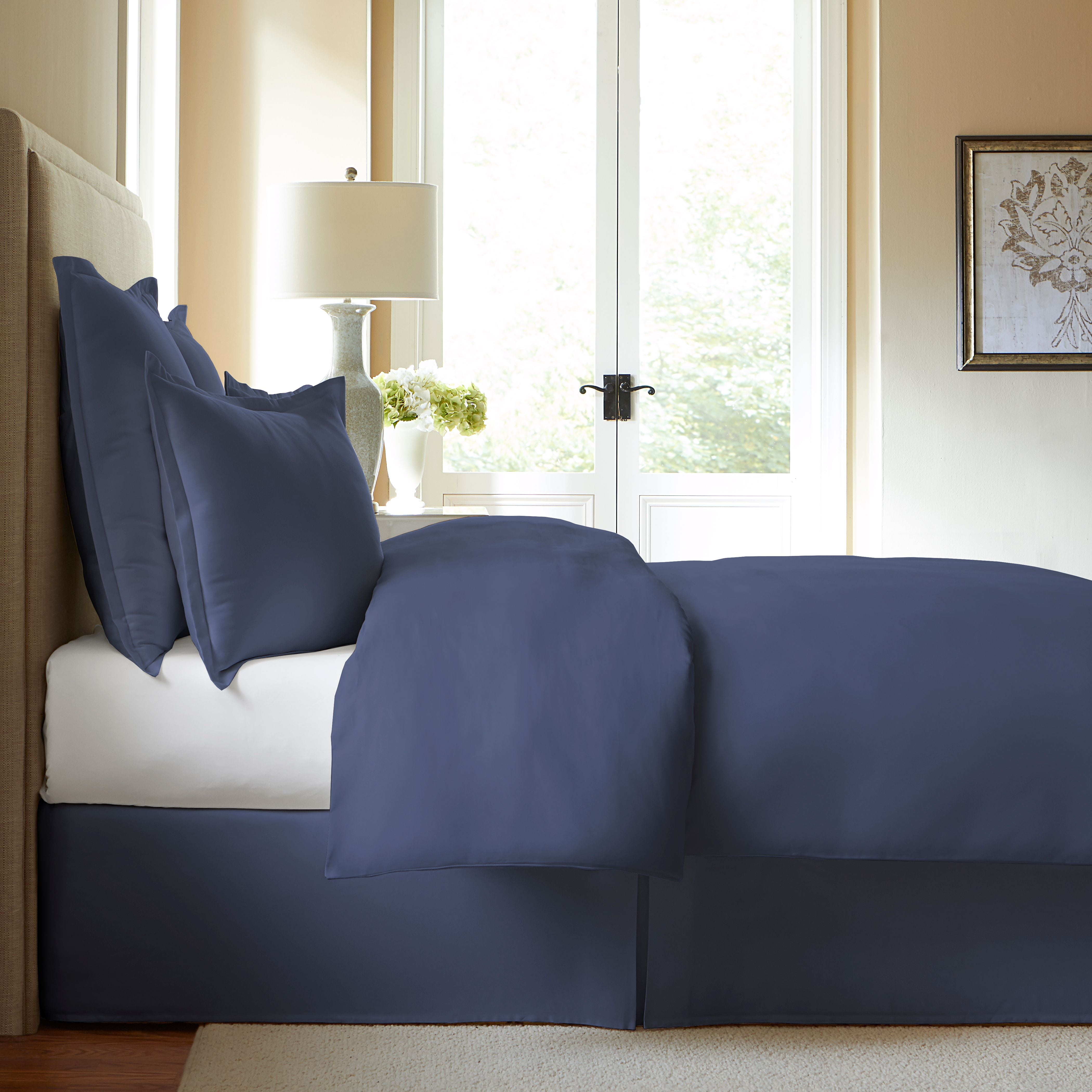 Cotton Collection Bed Skirt, 5 Pleat, Tailored 15" Drop, Blue Jean ...
