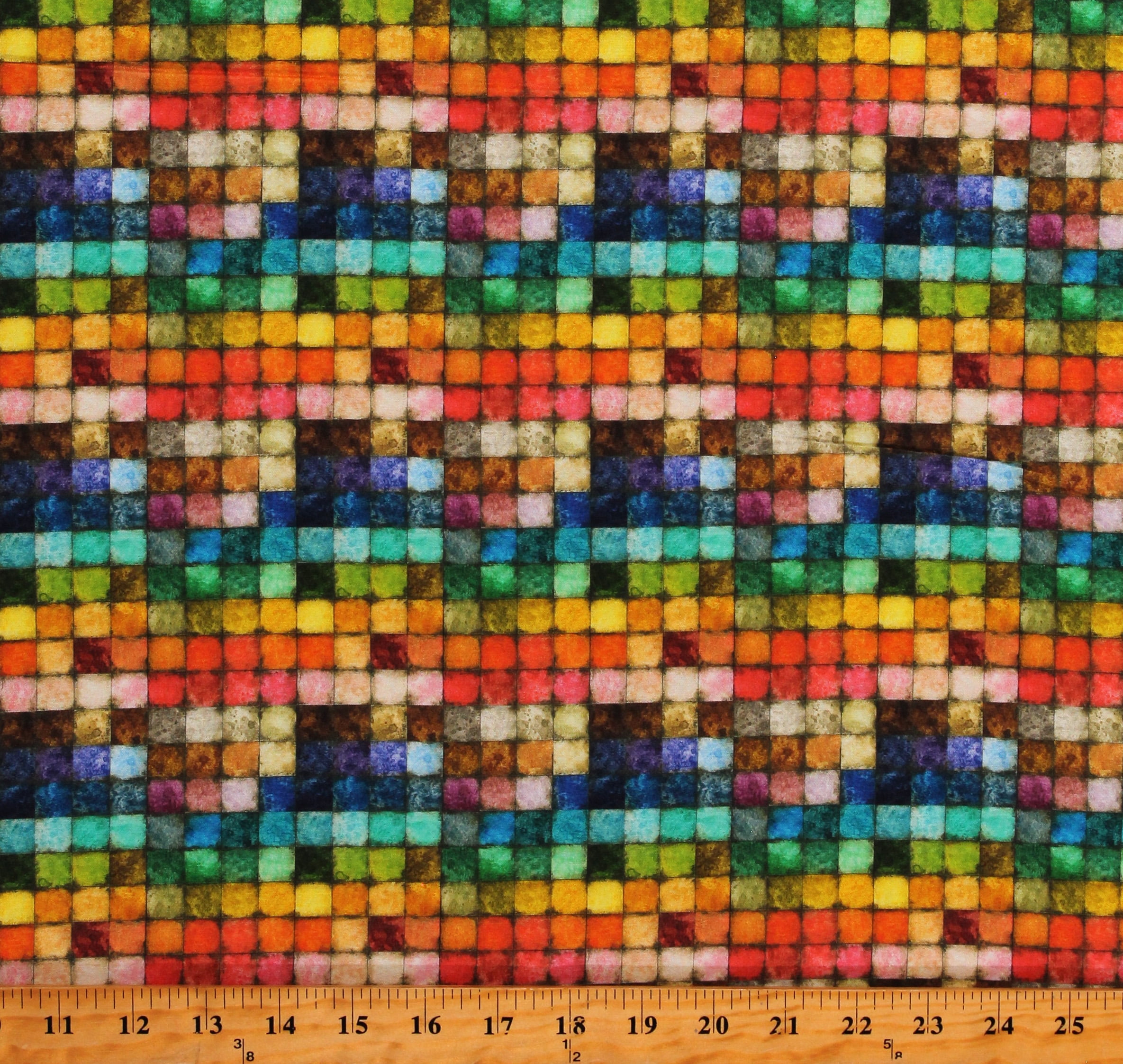 Cotton Colorblock Mosaic Tim Holtz Dyed Blocks Squares Multicolor ...