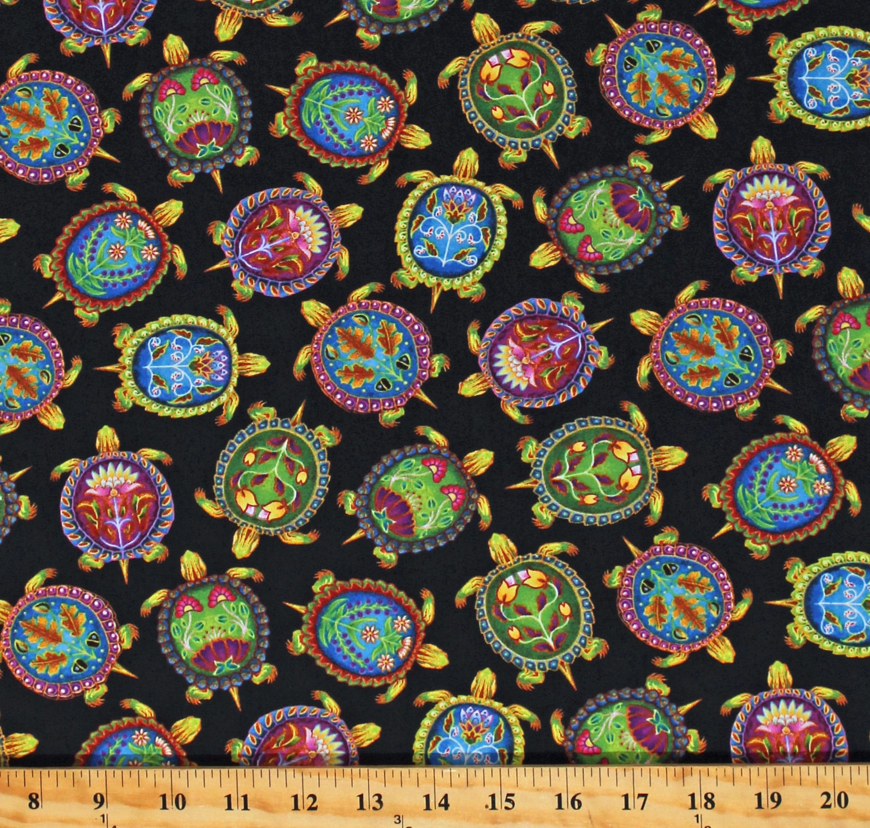 Cotton Colorful Turtles Designs Shells Painted Animals Reptiles ...