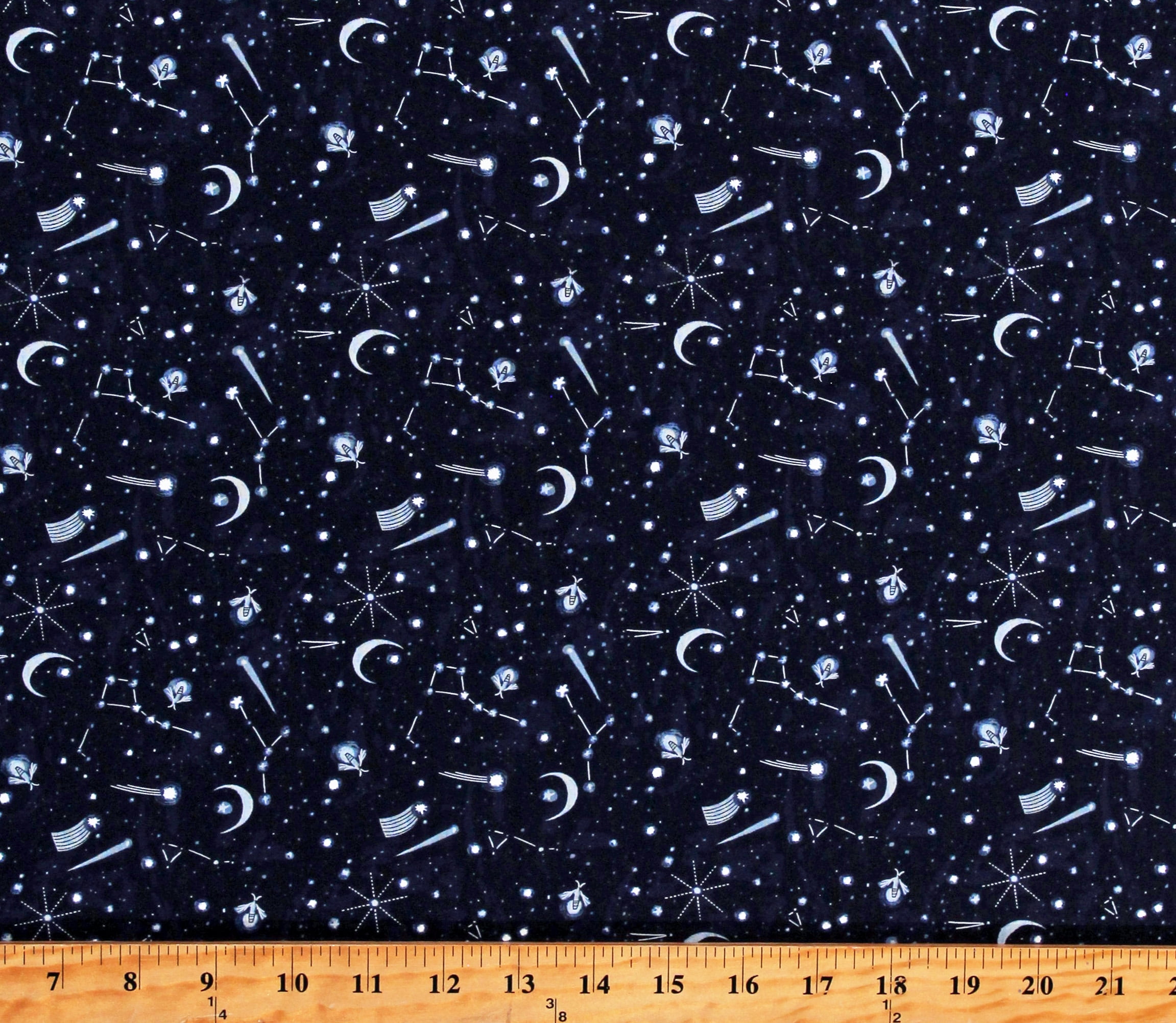 Cotton Constellations Shooting Stars Moons Starry Night Sky Fireflies ...