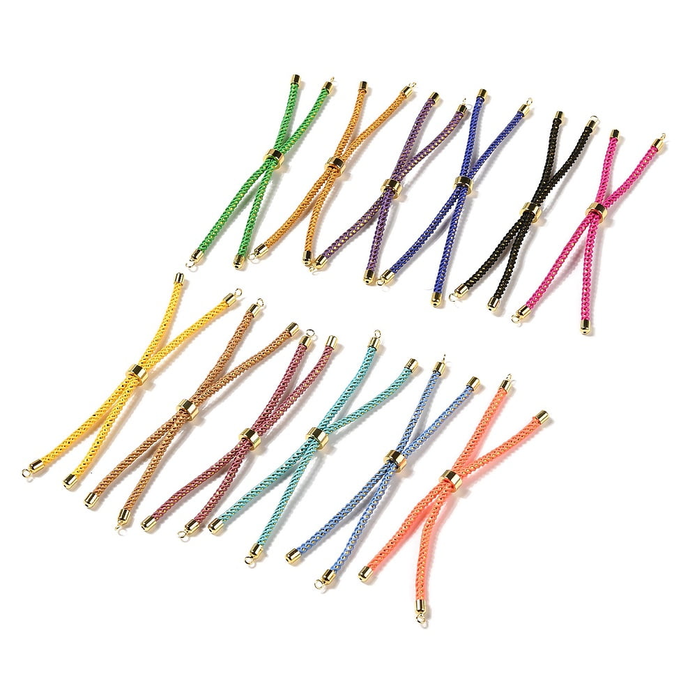 Cotton Cord Slider Bracelet Making with Rack Plating Brass Findings ...