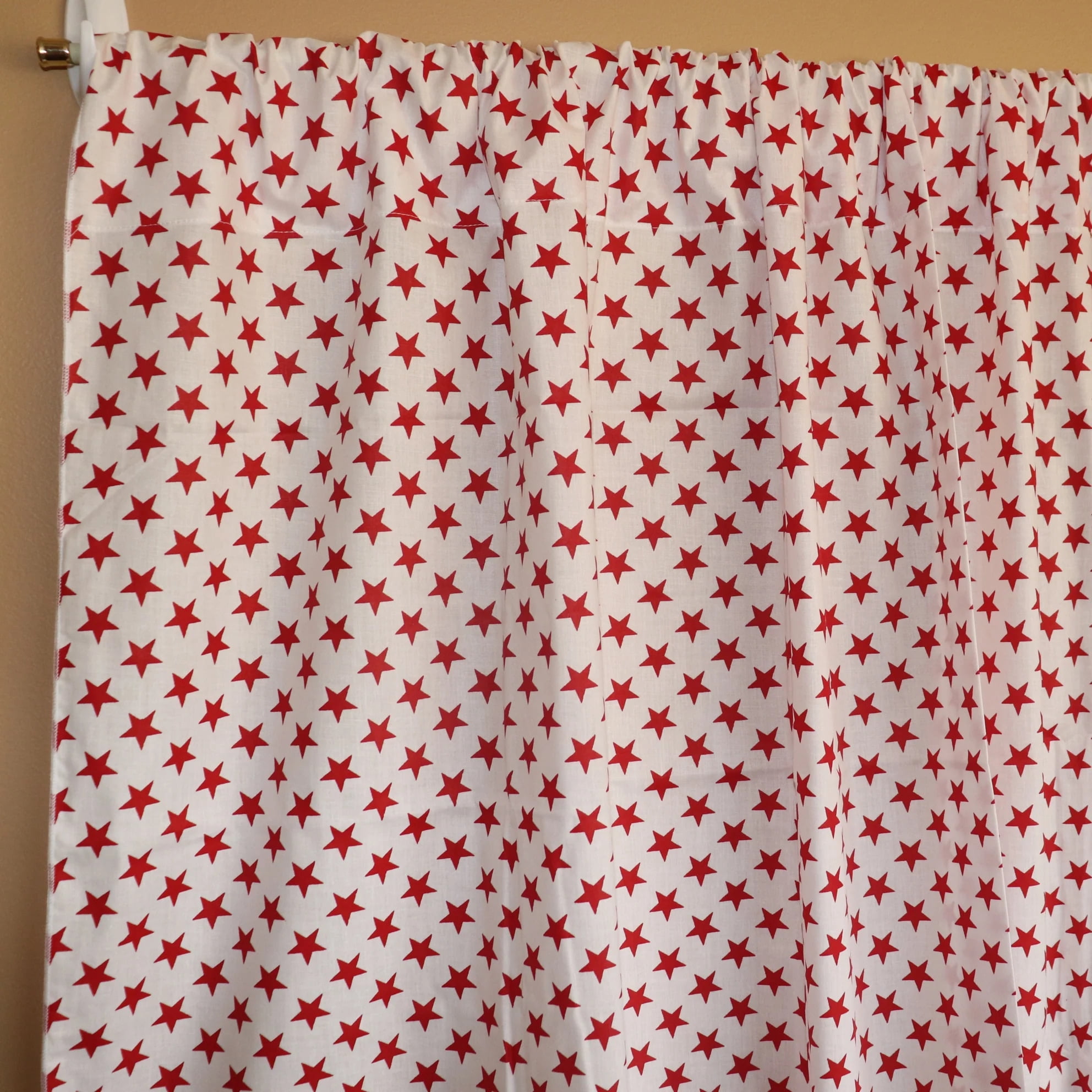 Cotton Curtain Stars Print 58 Inch Wide Red on White - Walmart.com
