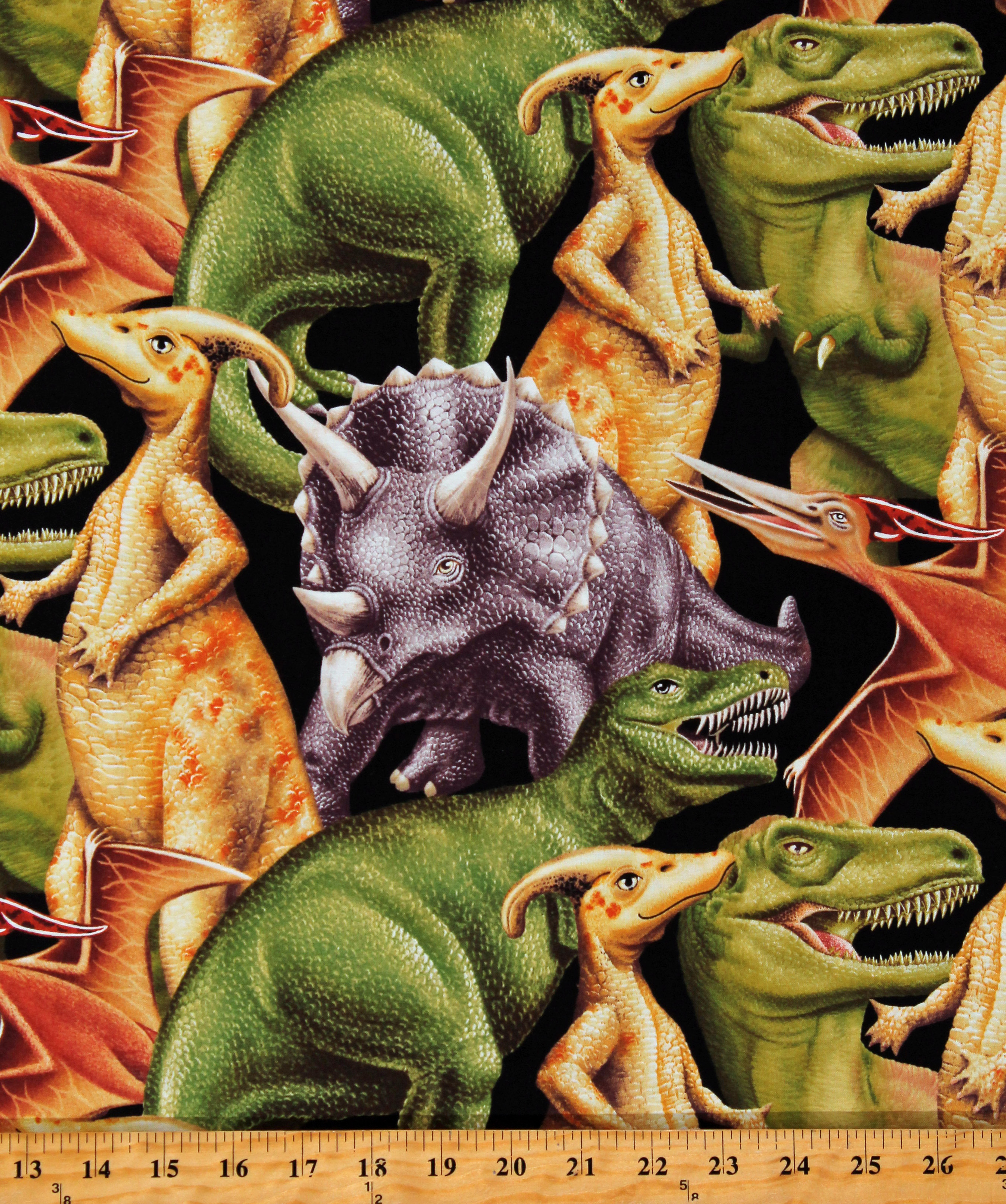 Cotton Dinosaurs T-Rex Triceratops Pterodactyls Parasaurolophus ...