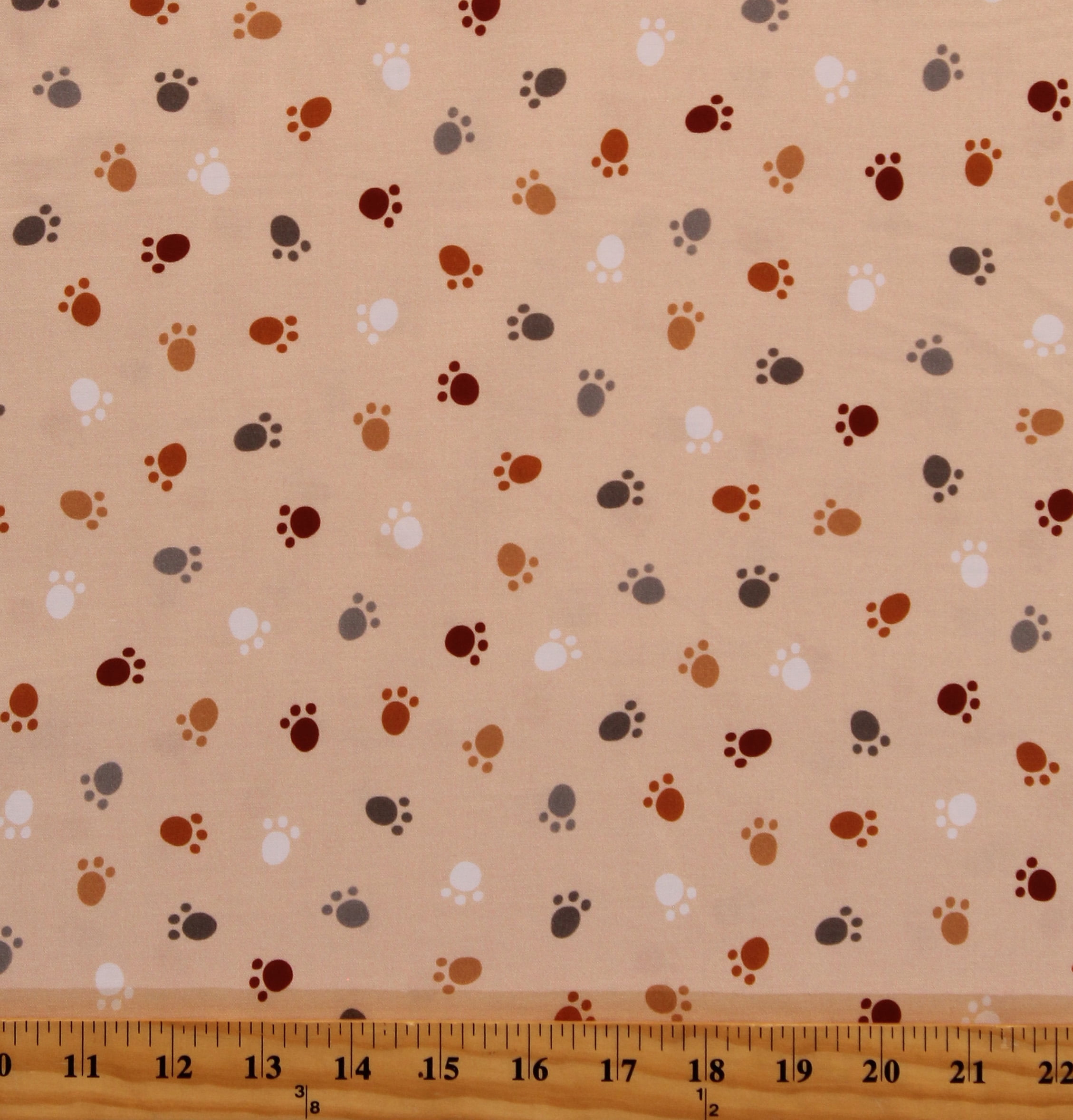 Cotton Dogs Prints Animals Paws Woof Whiskers and Tails Natural Cotton ...