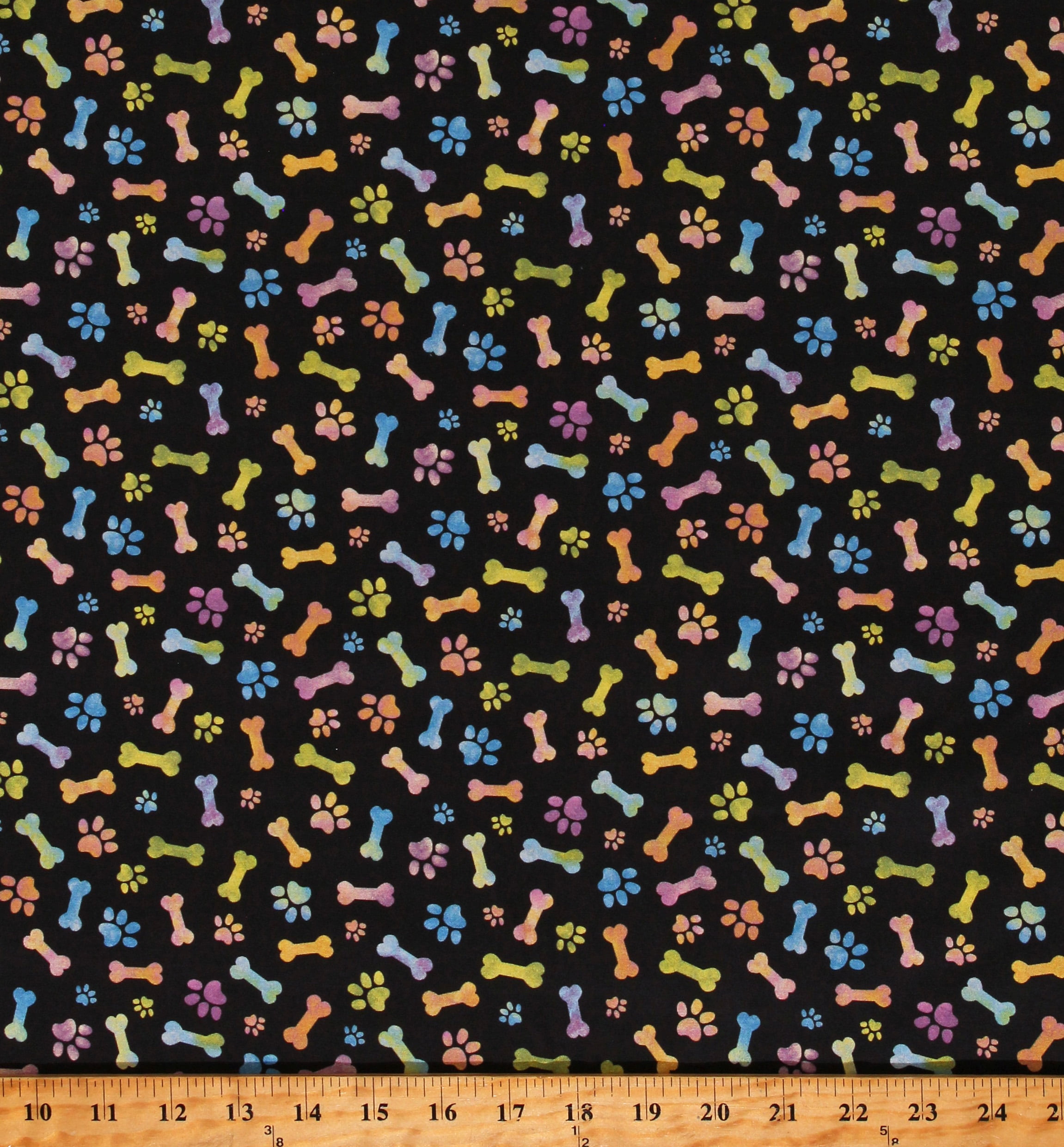Cotton Dogs Puppies Puppy Pets Animals Treats Bones Paws Prints Black ...