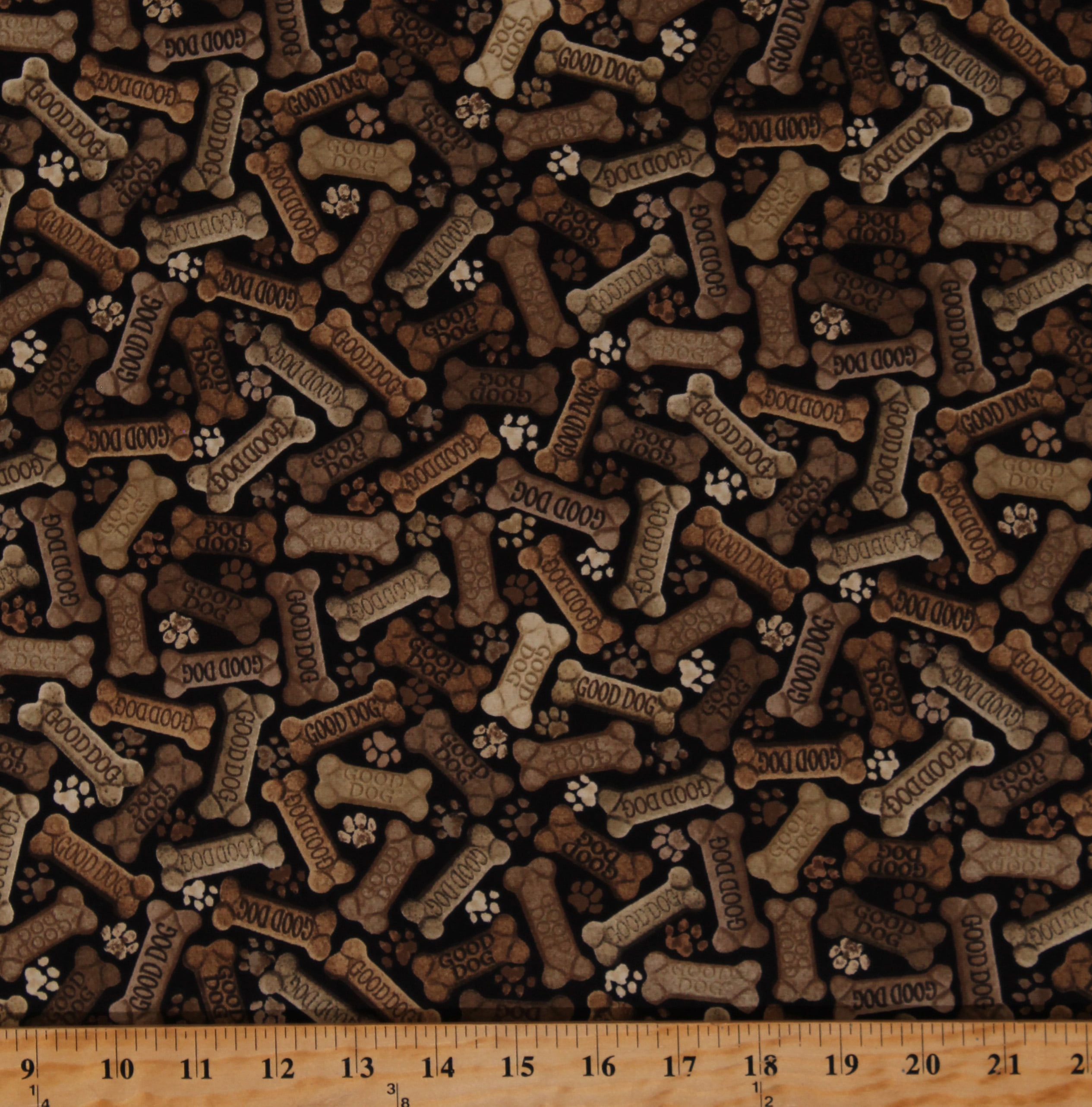Cotton Dogs Treats Food Types Animals Puppies Puppy Black Cotton Fabric ...