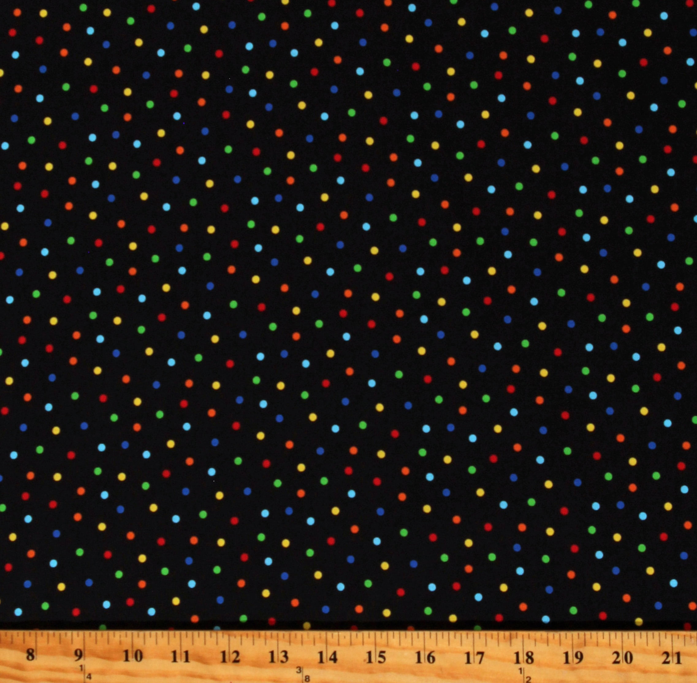 Cotton Dots Polka Dots Circles Rainbow Colorful Patterned Designs Black ...