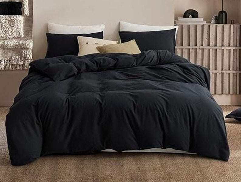 Cotton Duvet Cover For Living Room Black 3 Piece Boho Bedding Set Boho ...
