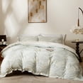Cotton Duvet Cover Set Leaf Pattern Soft Bedding 3 Pieces Including 2 ...