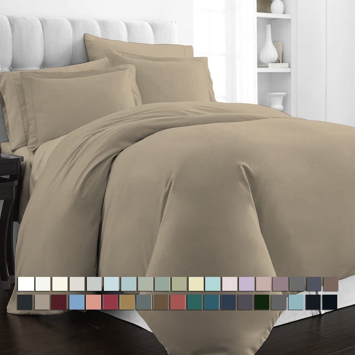 Pizuna Pure 100% Cotton Twin Duvet Cover Set, Luxurious 400 Thread ...