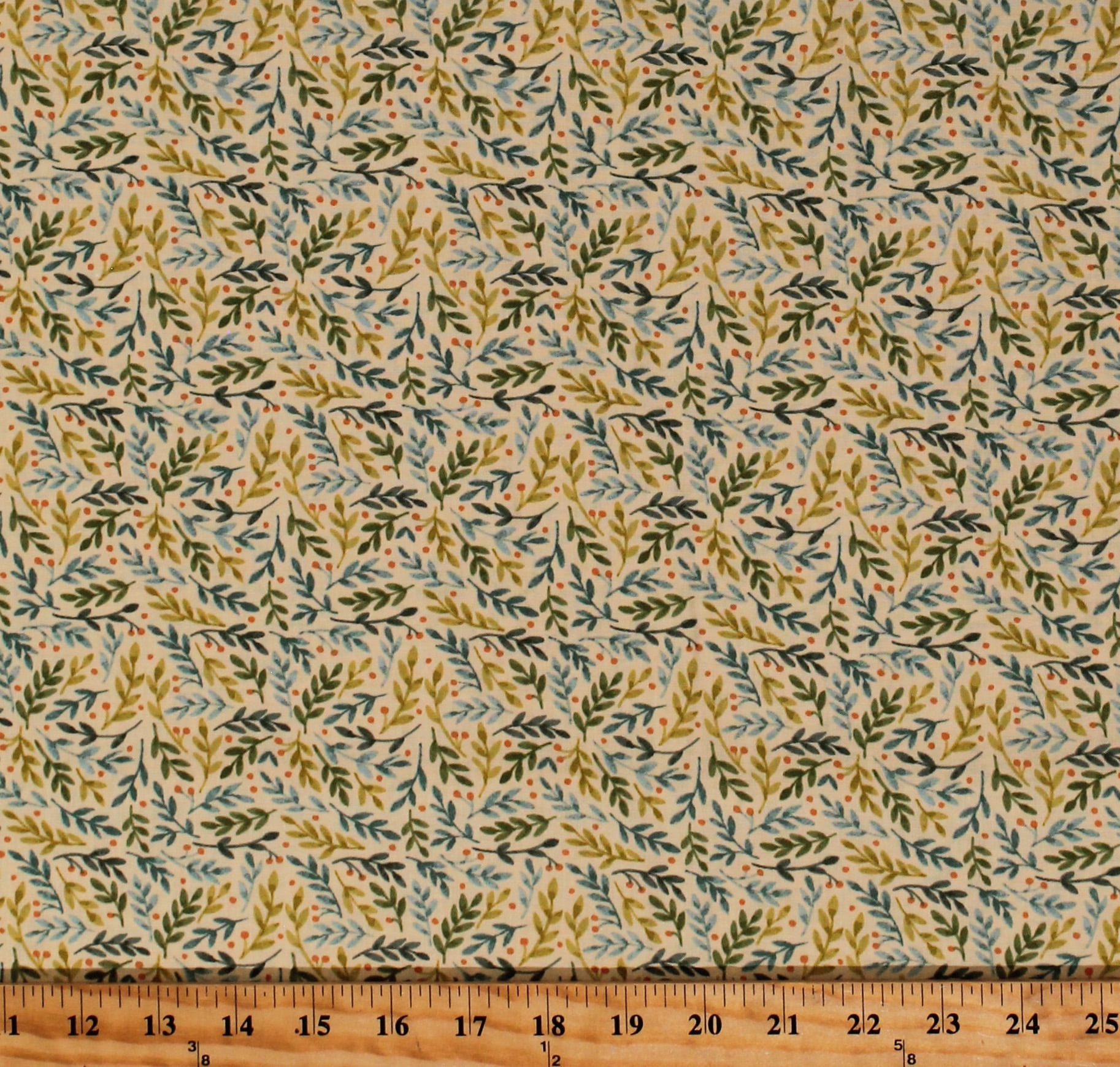 Cotton Effie's Woods Floral Foliage Leaves Fronds Ferns Forest Woodland ...