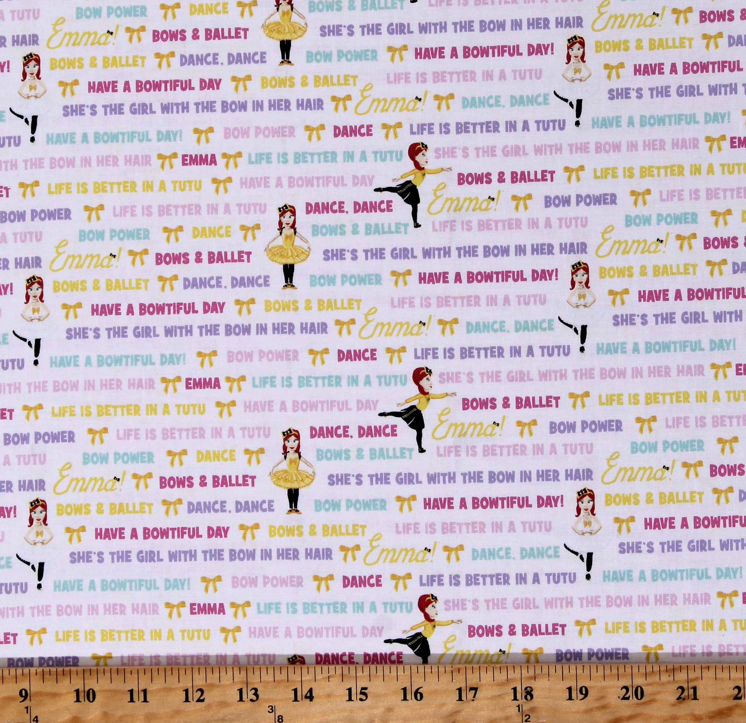 Cotton Emma the Ballerina The Wiggles Kids Girls Ballet Words on White ...