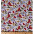 Cotton Evelyn's Tulips Flowers Red Multi-Color Floral Allover on Ivory ...