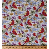 Cotton Evelyn's Tulips Flowers Red Multi-Color Floral Allover on Ivory ...
