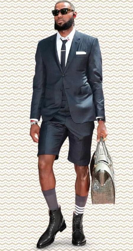 Cotton Fabric Charcoal Gray Suit - Mens Suits With Shorts - Summer Suit ...