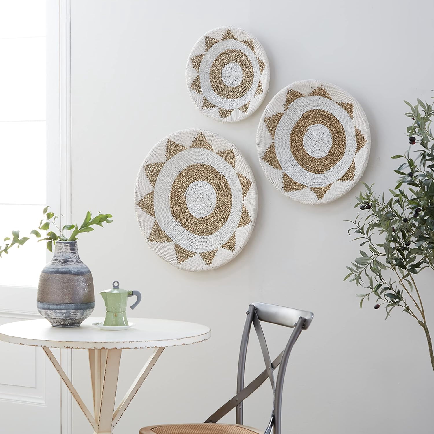 Cotton Fabric Plate Handmade Home Wall Decor Woven Wall Sculpture, Set ...