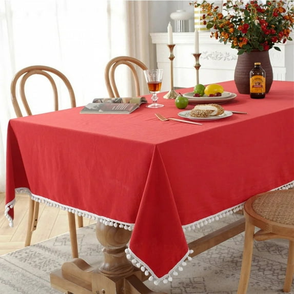 Cotton Fabric Tablecloth Tassels Stitching Washable Table Cloth for ...